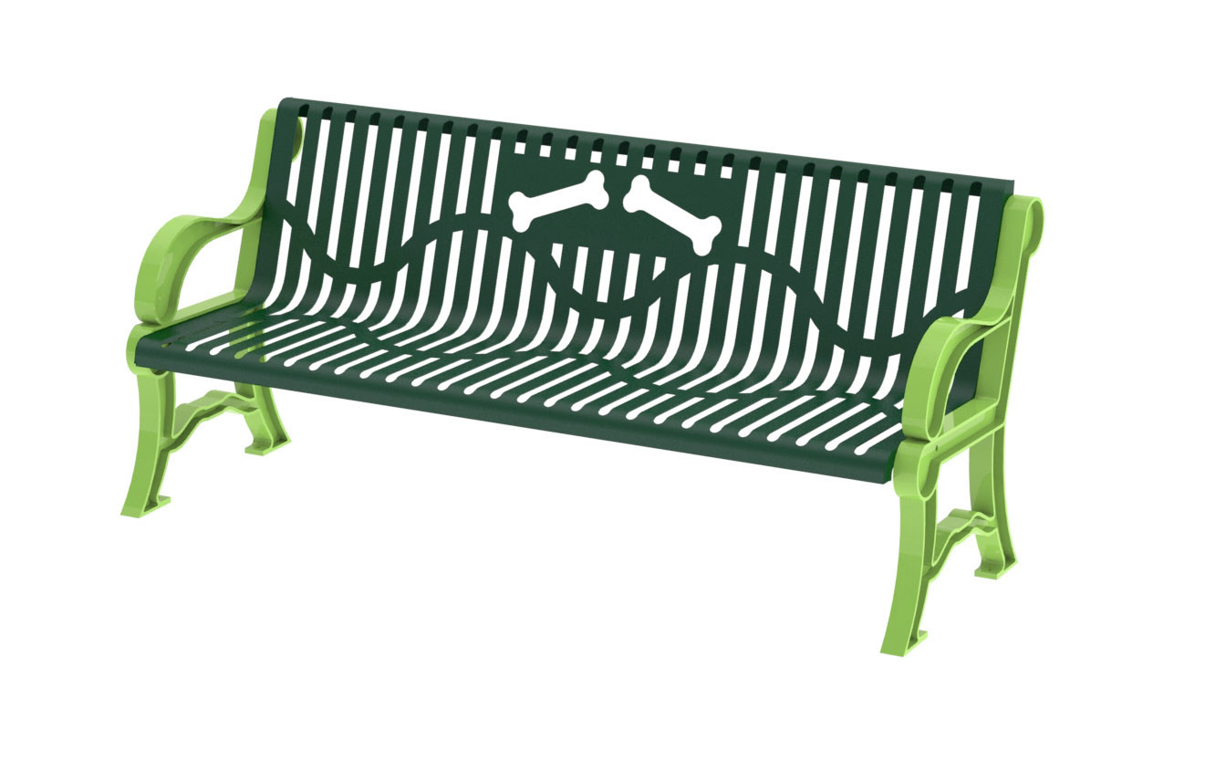 Classic Dog Park Bench with Bones Design